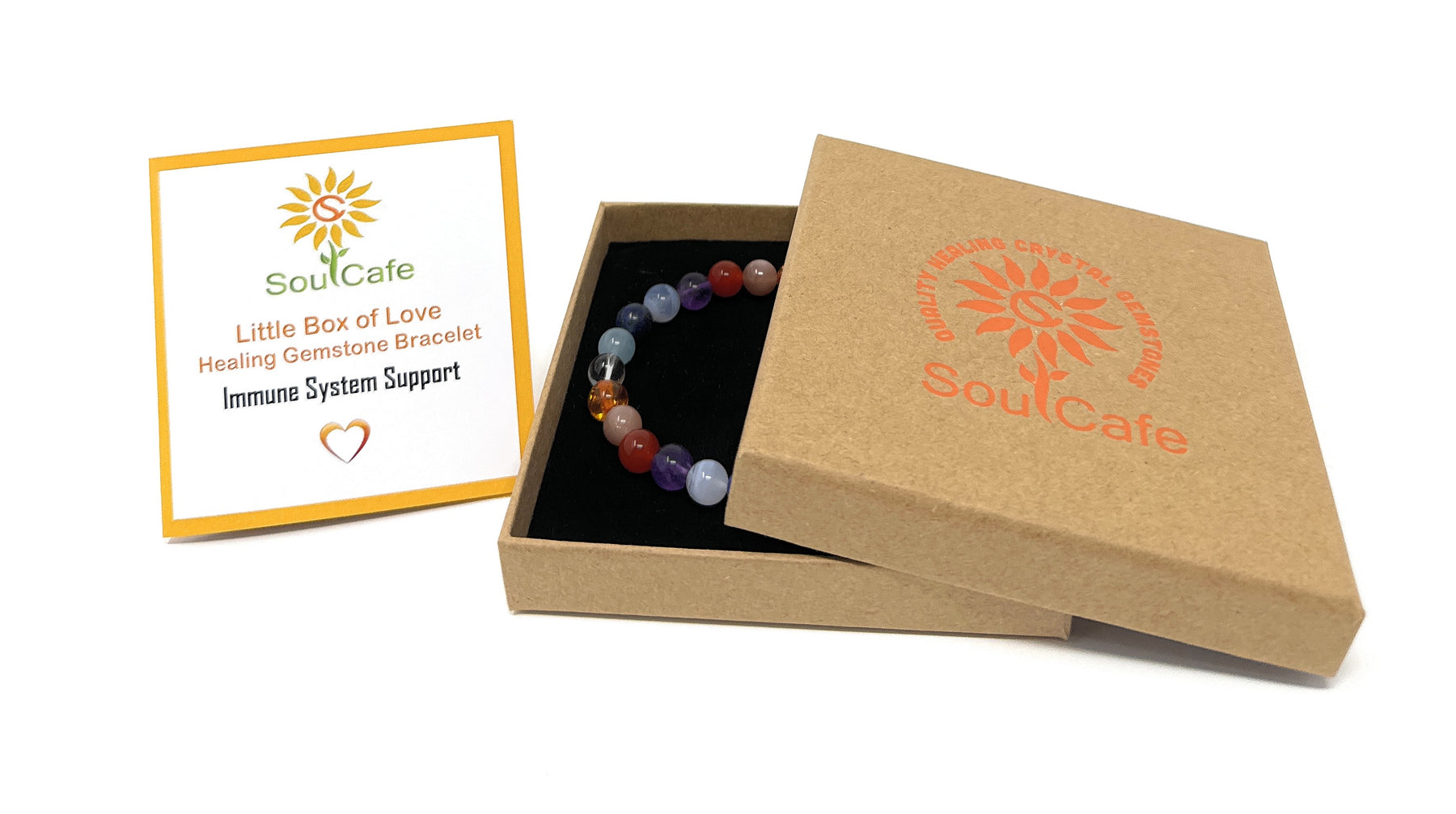 Immune System Crystal Gemstone Bead Bracelet - Soul Cafe Gift Box and ...